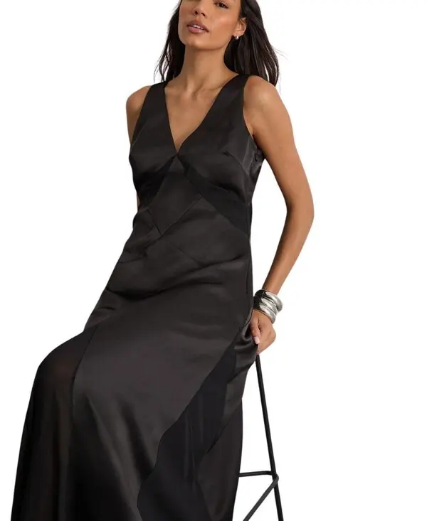 WAREHOUSE Satin And Chiffon Mix Midaxi Dress
