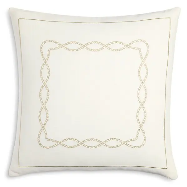 SFERRA Evara Embroidered Linen Decorative Pillow, 20 X 20 Exclusive - Oyster