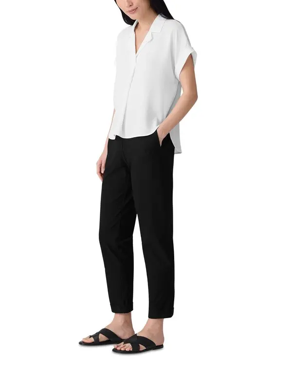 Eileen Fisher Silk Notched Collar Top