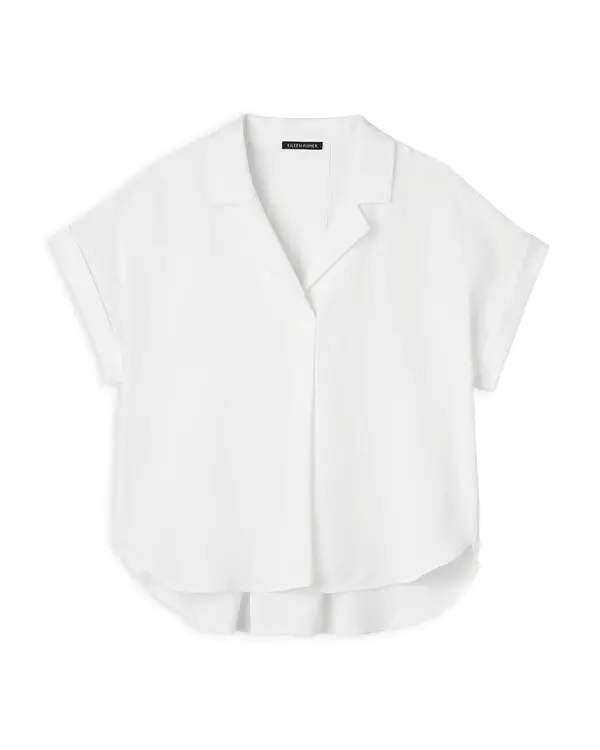 Eileen Fisher Silk Notched Collar Top
