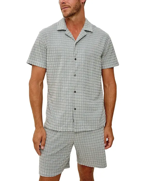 Rails Maverick Terry Short Sleeve Shirt - Silverline Blue Grid