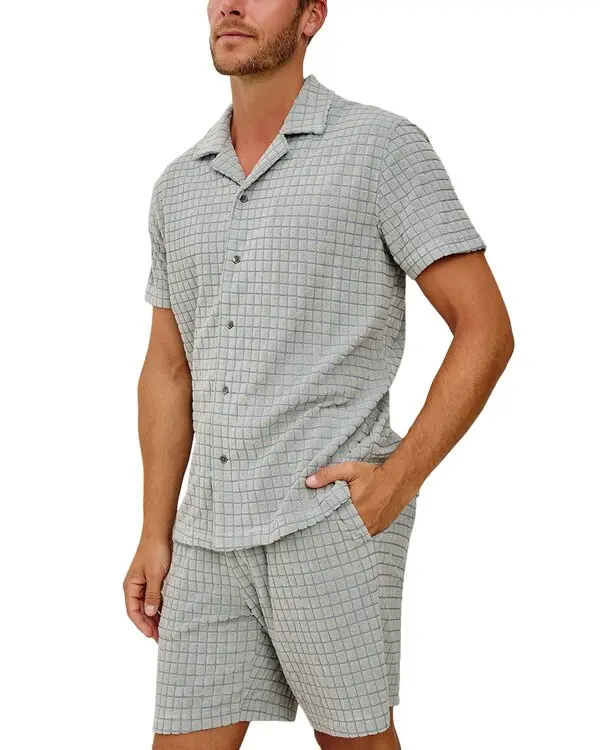 Rails Maverick Terry Short Sleeve Shirt - Silverline Blue Grid