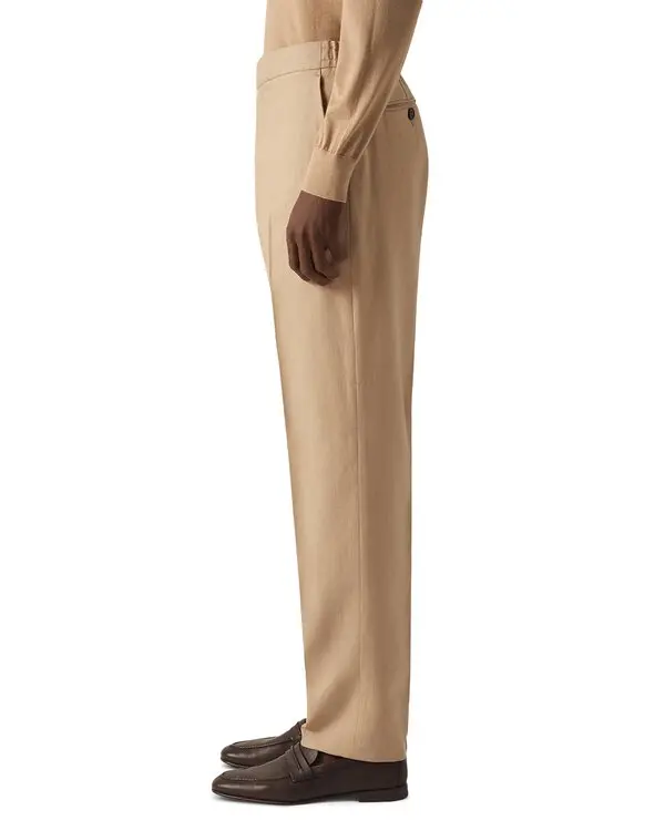 Zegna Oasi Lino Tailored Pants - Medium Beige Solid