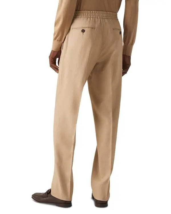 Zegna Oasi Lino Tailored Pants - Medium Beige Solid