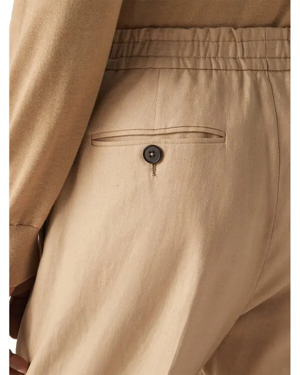 Zegna Oasi Lino Tailored Pants - Medium Beige Solid