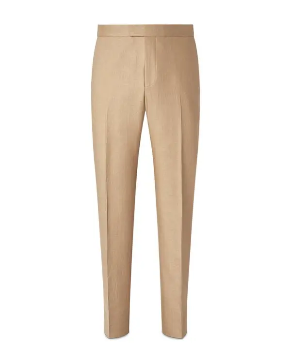 Zegna Oasi Lino Tailored Pants - Medium Beige Solid