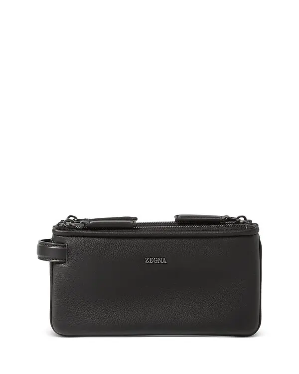 Zegna Leather Pouch - Dark Brown
