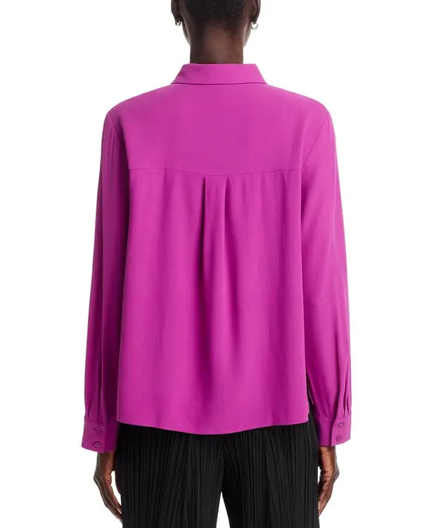 Eileen Fisher Silk Georgette Crepe Classic Collar Shirt