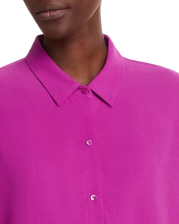 Eileen Fisher Silk Georgette Crepe Classic Collar Shirt