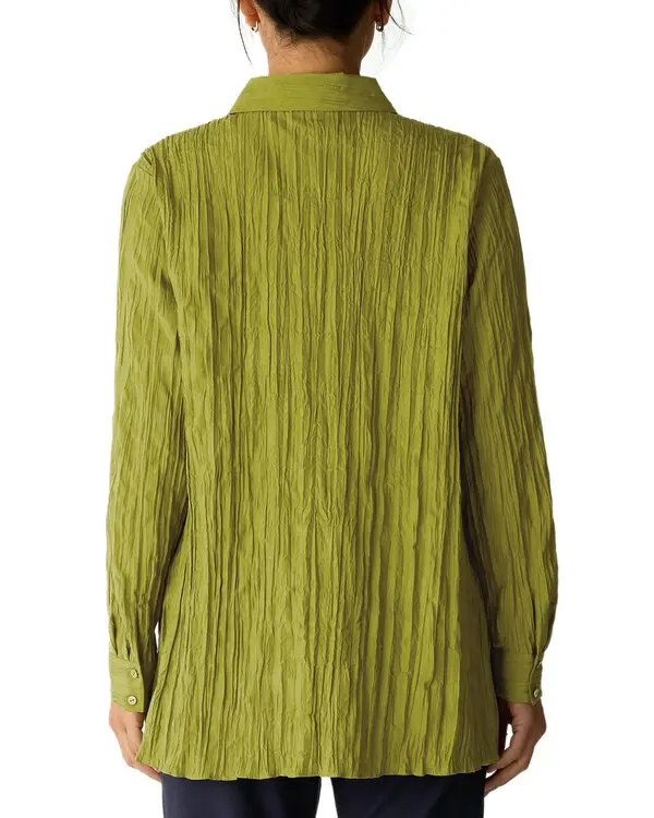 Eileen Fisher Classic Collar Pleated Silk Shirt