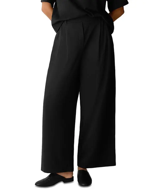 Eileen Fisher High Waisted Wide Leg Pants - Black