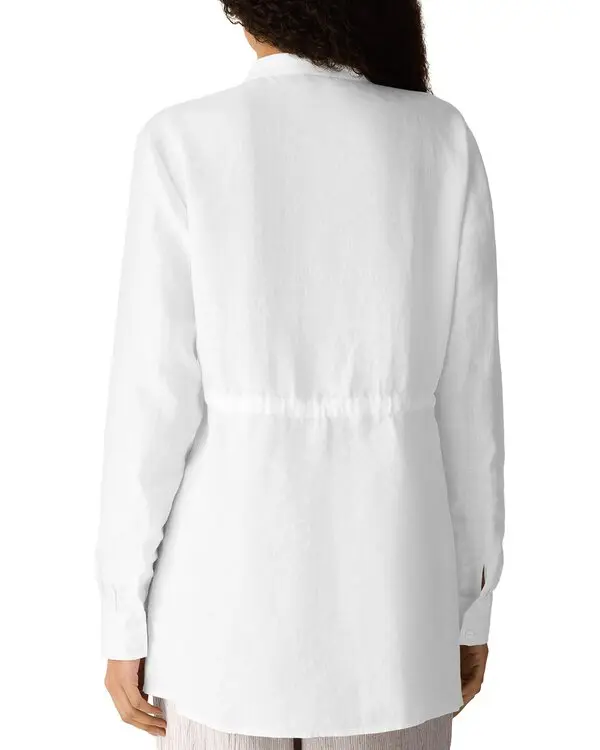 Eileen Fisher Mandarin Collar Long Shirt - White