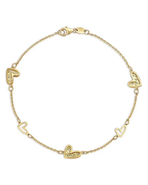 MOON & MEADOW 14k Yellow Heart Station Bracelet - Gold