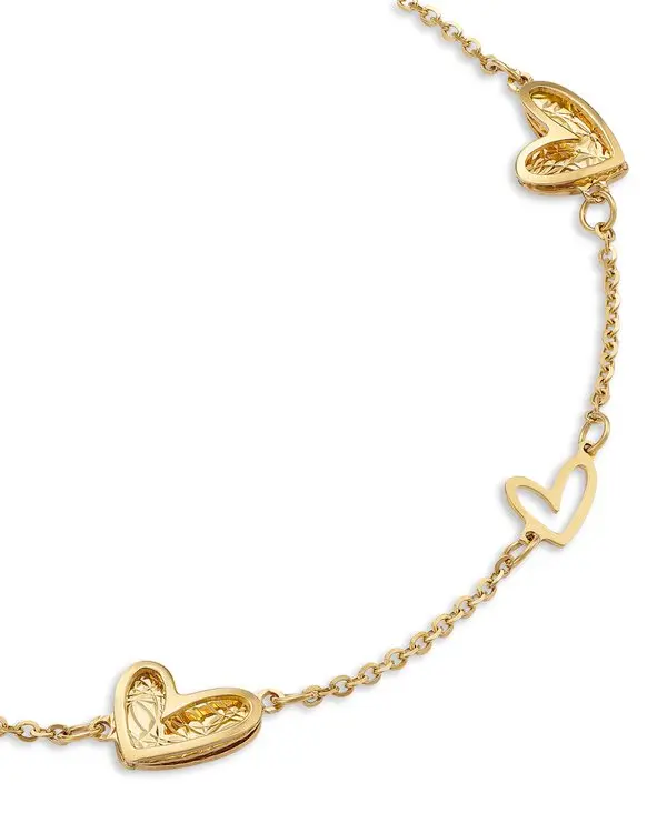 MOON & MEADOW 14k Yellow Heart Station Bracelet