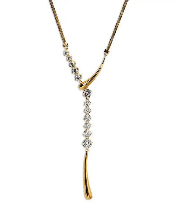 Nadri Phenom Cubic Zirconia Lariat Necklace - Gold