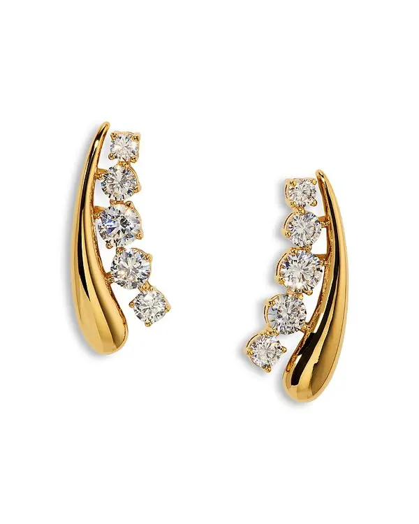 Nadri Phenom Cubic Zirconia Climber Earrings - Gold