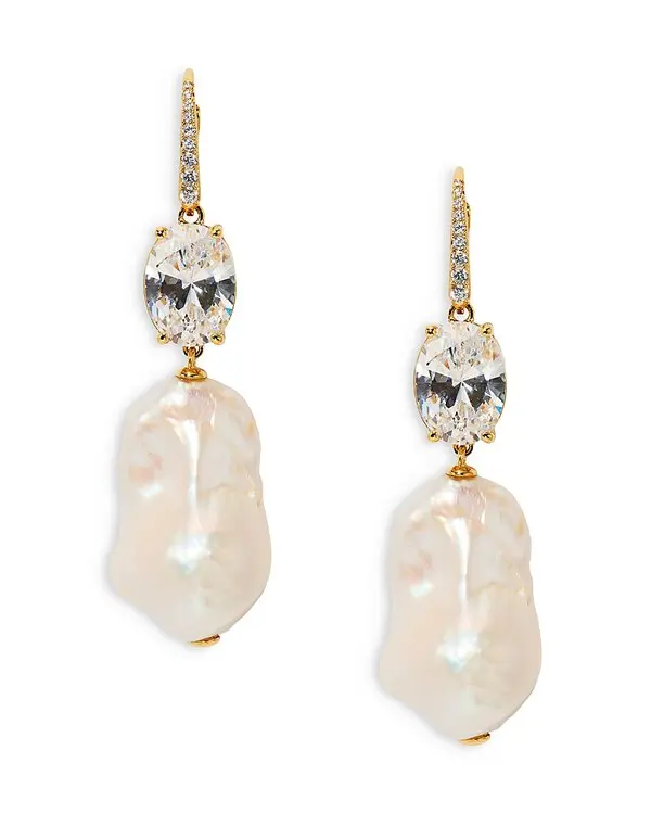 Nadri Madrid Cubic Zirconia & Cultured Freshwater Pearl Drop Earrings - Gold