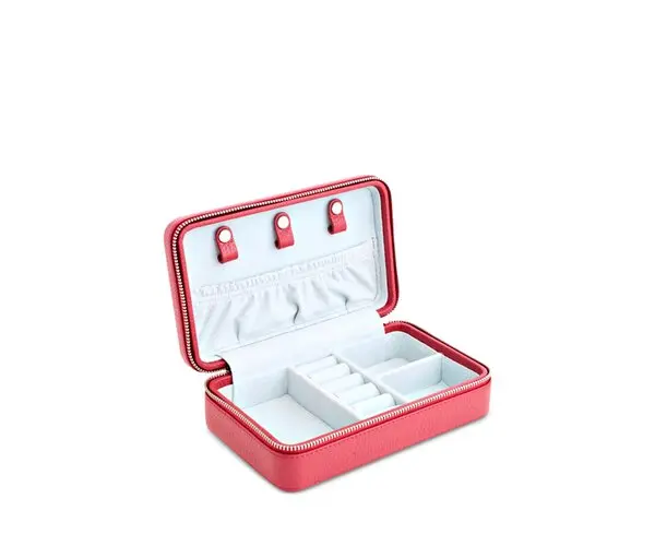 ROYCE NEW YORK Zippered Luxe Travel Jewelry Case - Red