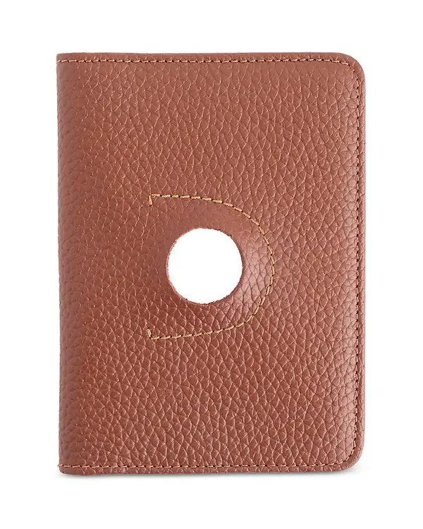 ROYCE NEW YORK Airtag Trackable Passport Travel Wallet - Tan Pebble Grain