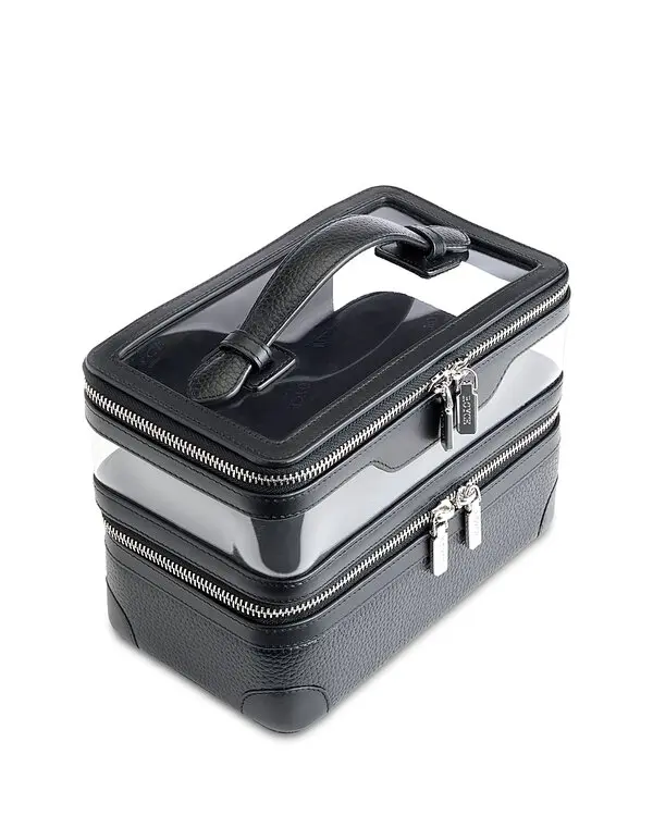 ROYCE NEW YORK Double Decker Leather Cosmetic Bag - Black