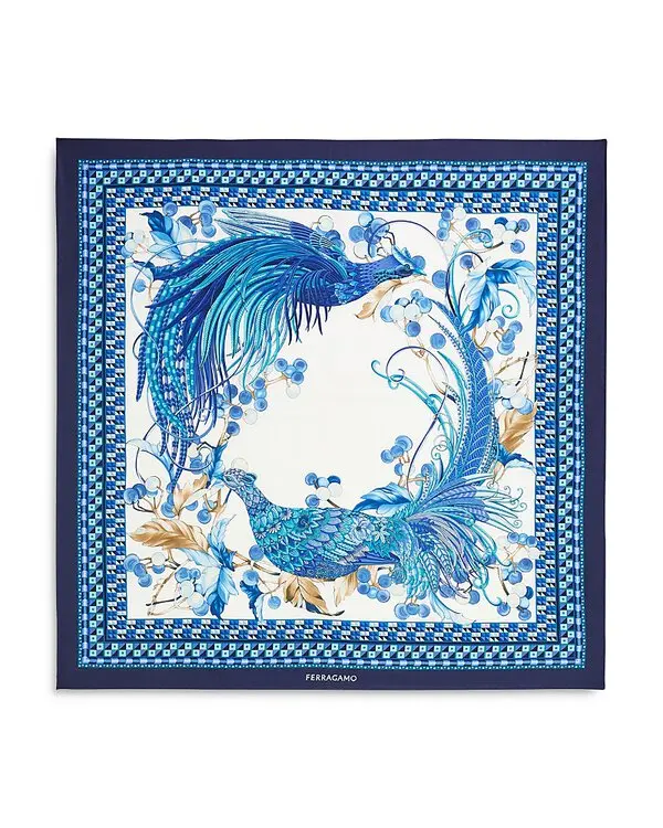 FERRAGAMO Show Silk Scarf - Navy