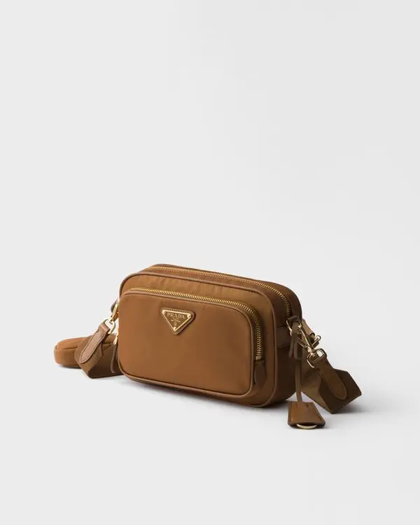 Prada Re-nylon Mini Shoulder Bag With Saffiano Leather Trim - Brown