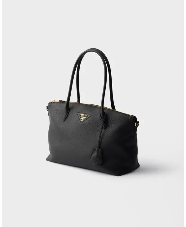 Prada Large Leather Tote Bag - Black