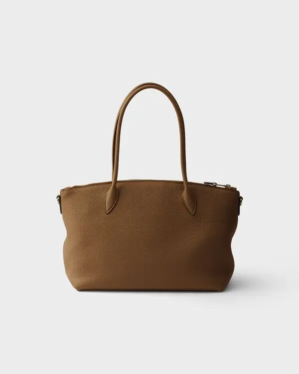 Prada Large Leather Tote Bag - Brown