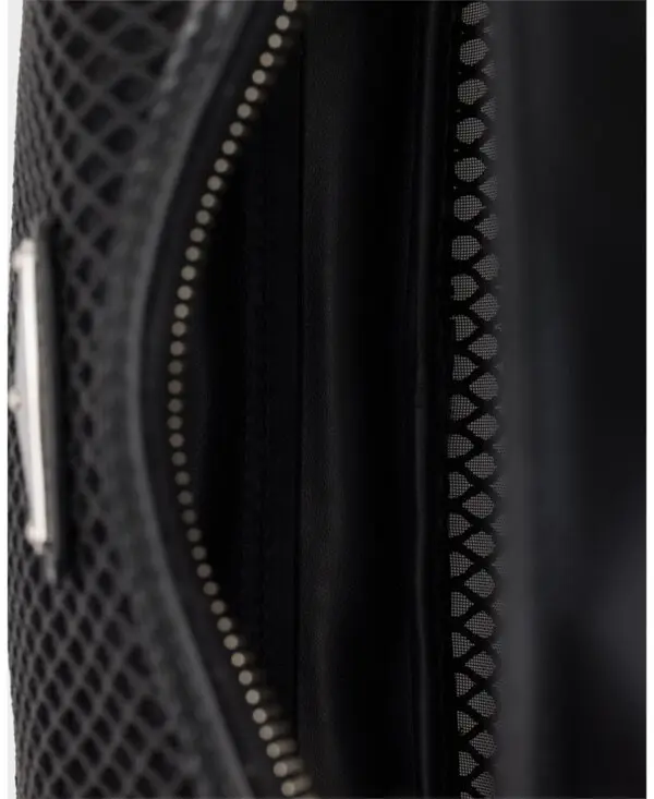 Prada Re-edition 2005 Mesh And Brushed Leather Bag - Black