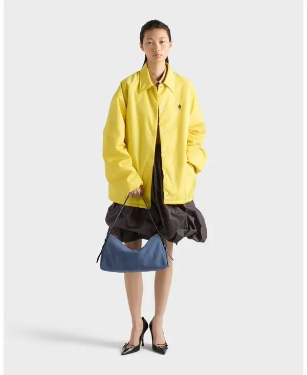 Prada Aimee Large Nubuck Leather Shoulder Bag - Blue