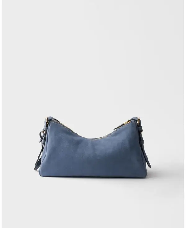 Prada Aimee Large Nubuck Leather Shoulder Bag - Blue