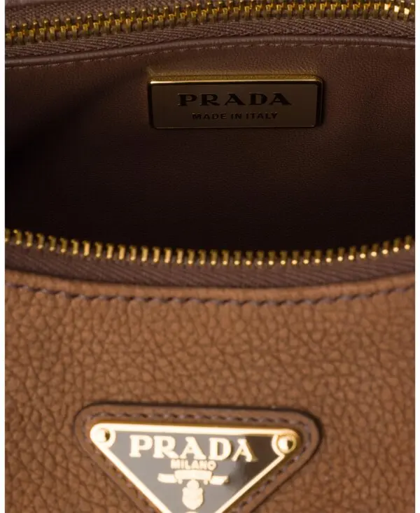 Prada Aimee Large Nubuck Leather Shoulder Bag - Brown