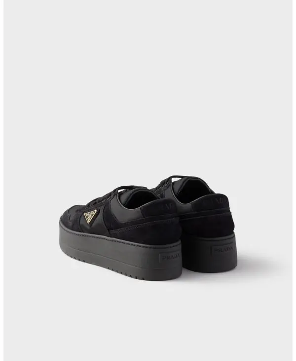 Prada Downtown Re-nylon And Suede Sneakers - Black