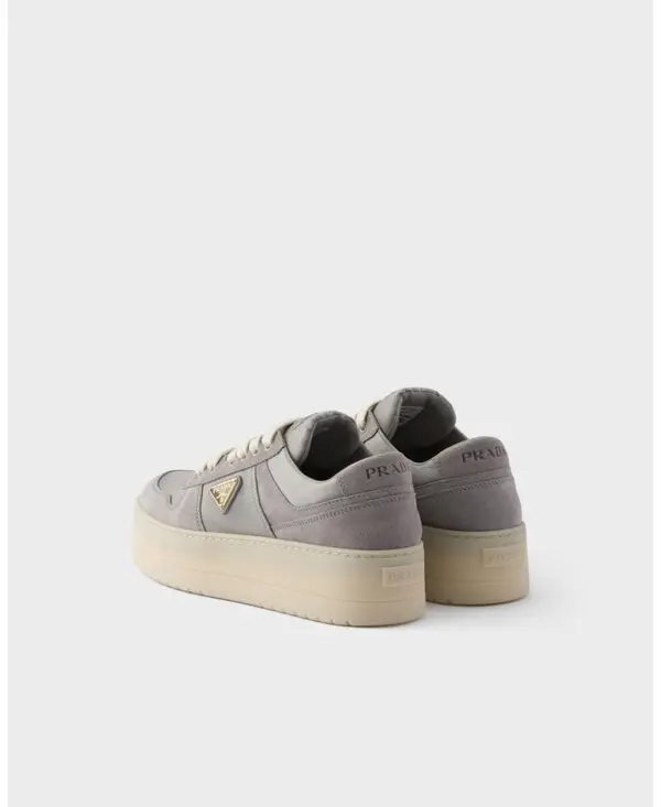 Prada Downtown Re-nylon And Suede Sneakers - Grey