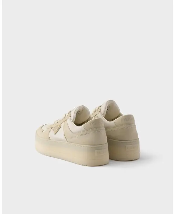 Prada Downtown Re-nylon And Suede Sneakers - Neutral