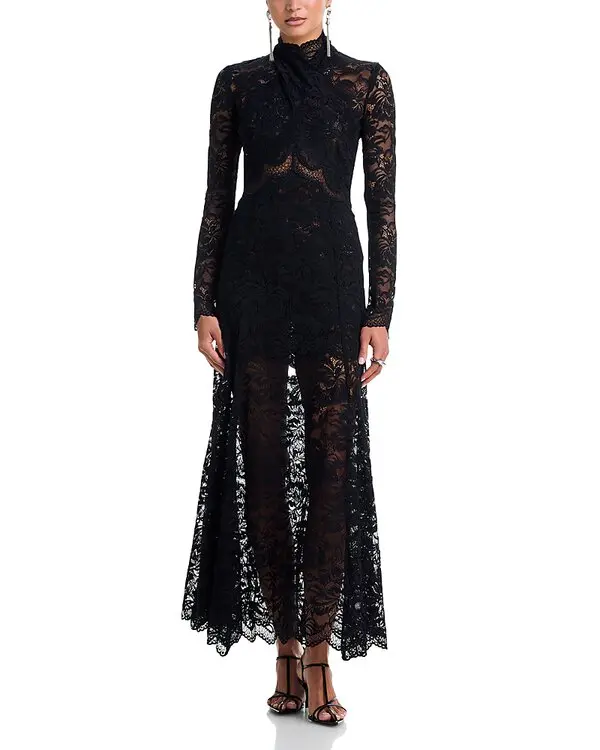 Rabanne Lace Long Dress - Black