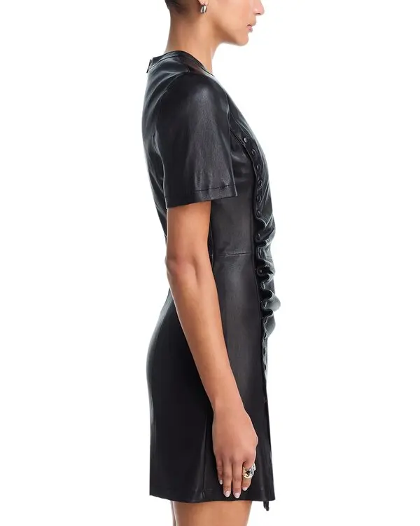 Rabanne Short Gathered Lambskin Dress - Black