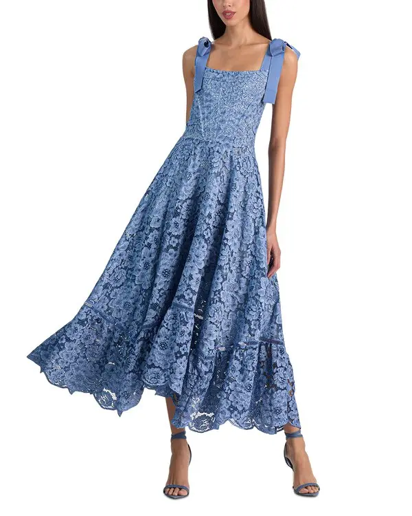 Alice + Olivia Rosalee Lace Midi Dress
