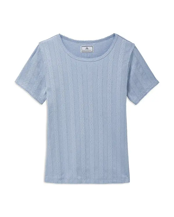 PETITE PLUME Pointelle Knit Tee - Blue