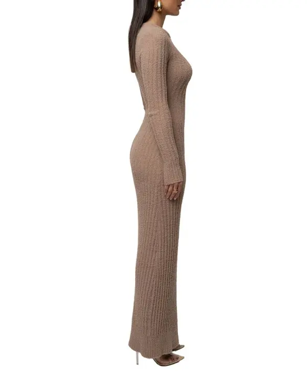 JLUXLABEL First Class Ribbed Maxi Dress With Shawl - Beige