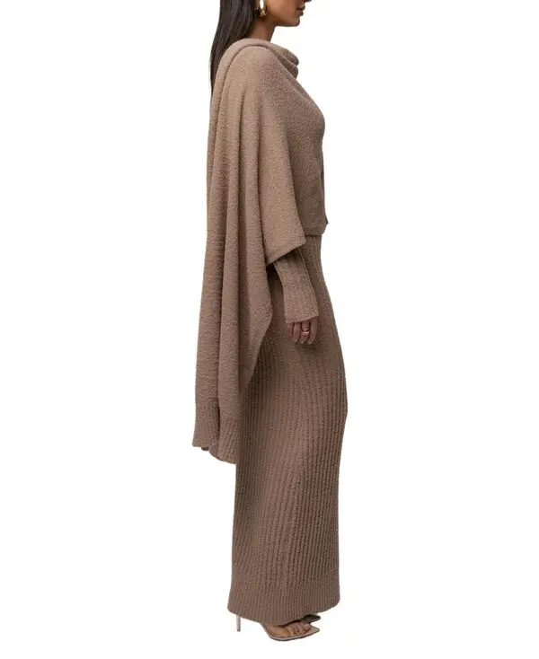 JLUXLABEL First Class Ribbed Maxi Dress With Shawl - Beige