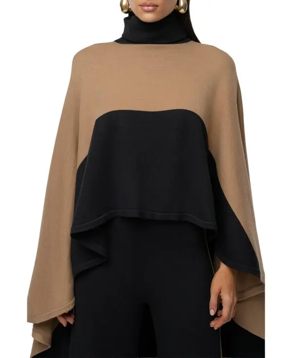 JLUXLABEL Contrast Funnel Neck Top - Black