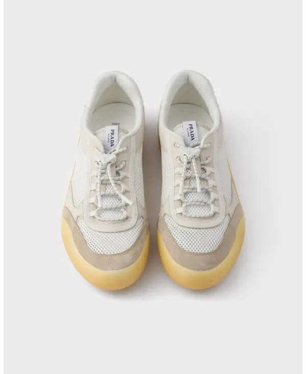 Prada Speedrock Mesh Fabric Sneakers - Neutral