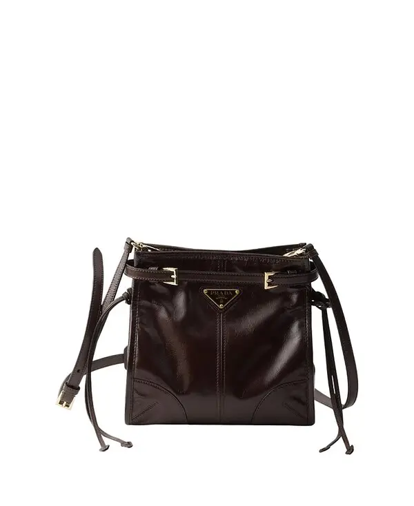 Prada Bonnie Leather Mini Shoulder Bag - Brown