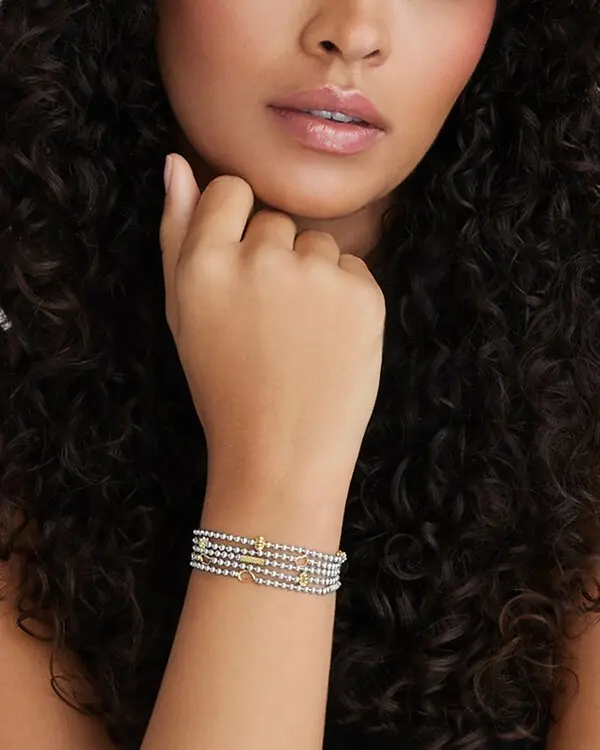 Lagos Sterling & 18k Yellow Gold Five Strand Chain Bracelet - Silver