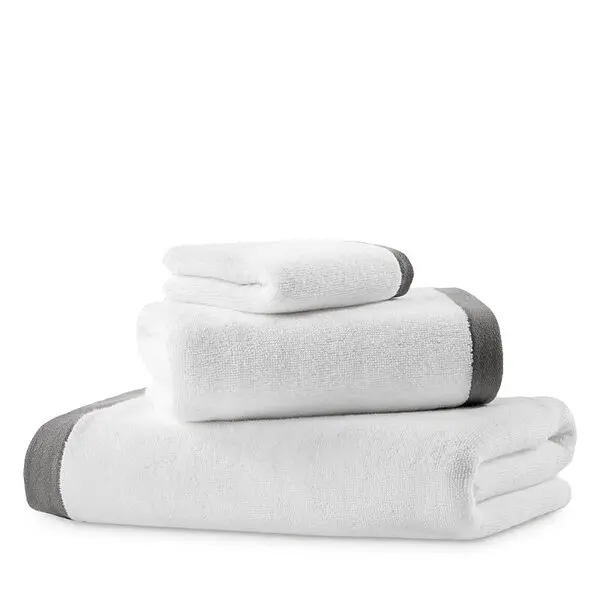 HAMAM Vesta Organic Cotton Bath Towel - White/dark Grey