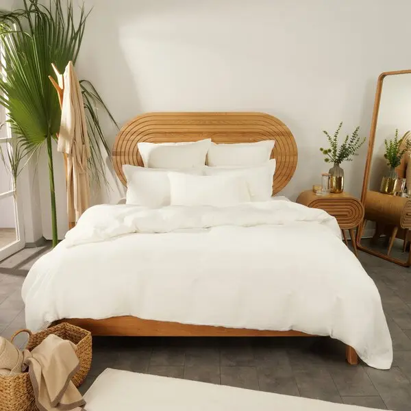 HAMAM Wrinkle Washed Linen Casual Pillowcase Pair, Queen - Ivory
