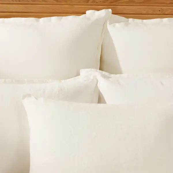 HAMAM Wrinkle Washed Linen Casual Pillowcase Pair, Queen - Ivory