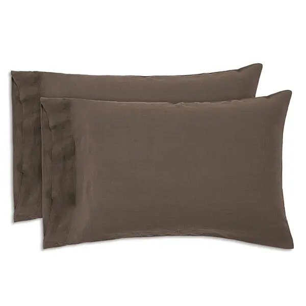HAMAM Wrinkle Washed Linen Casual Pillowcase Pair, Queen - Mocha