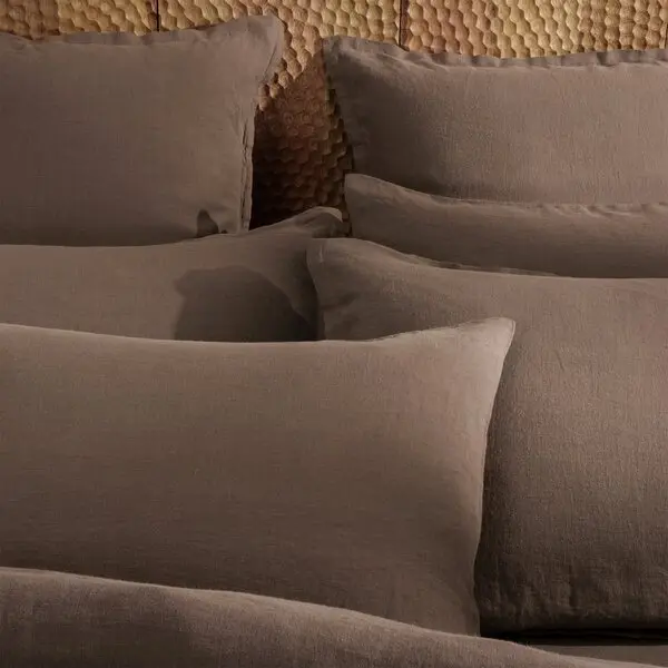 HAMAM Wrinkle Washed Linen Casual Pillowcase Pair, Queen - Mocha
